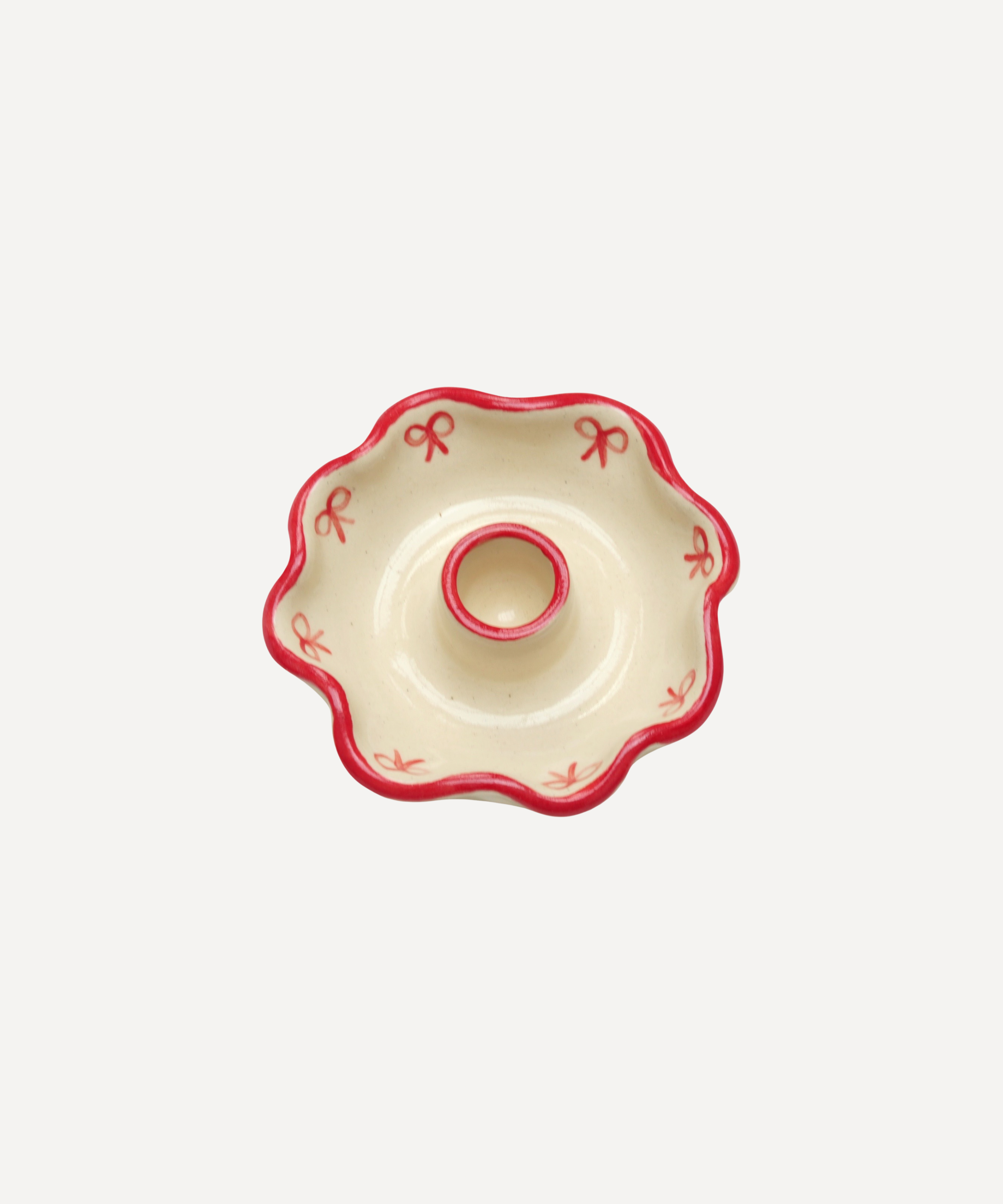 Ceramic Handmade Bow Details Red Candle Holder – Marla Primrose