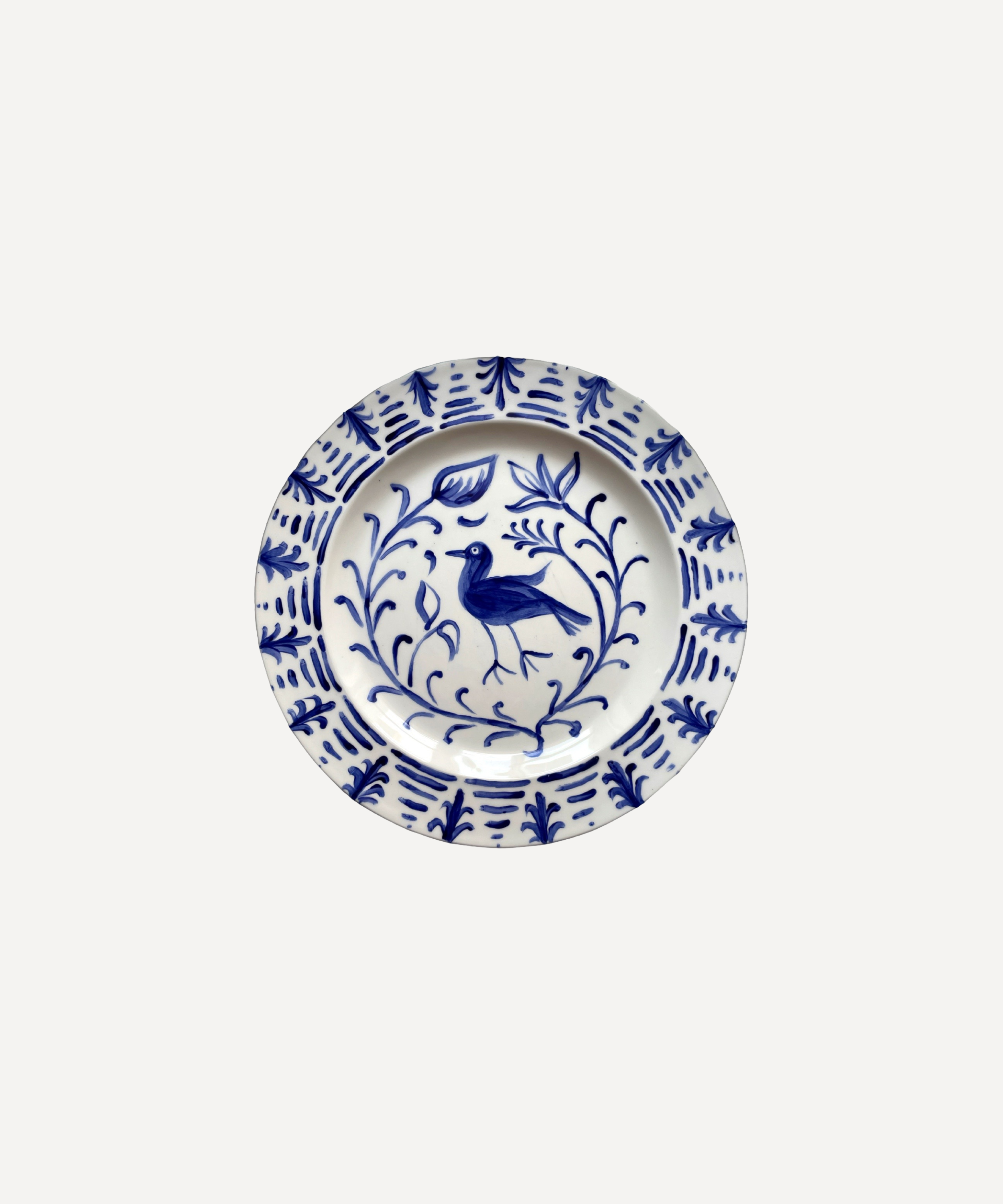 Granada Large Bird Dinner Plate – Blue Hand-Painted Ceramic – Marla ...