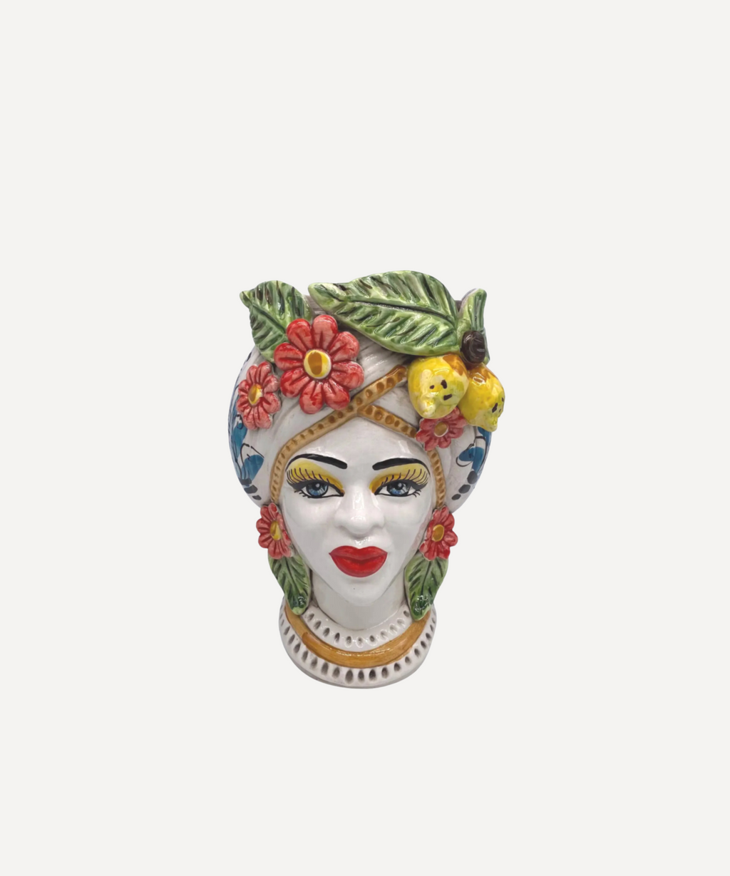 Large Sicilian Head Vase with Lemons – Handcrafted Ceramic Testa di ...
