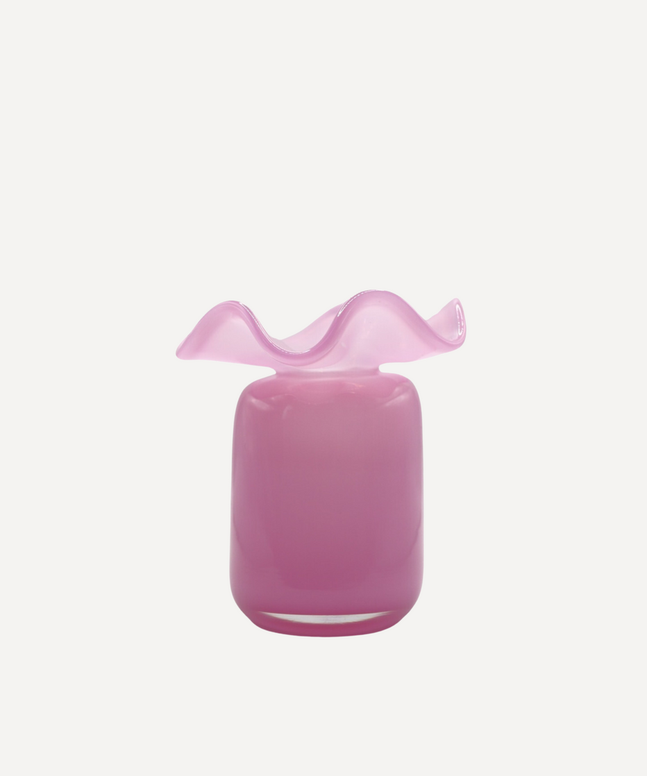 Pink Handmade Ruffle Glass Bud Vase, Medium – Marla Primrose